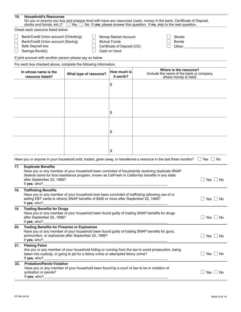 Cf 285 Form Fill Out Printable PDF Forms Online