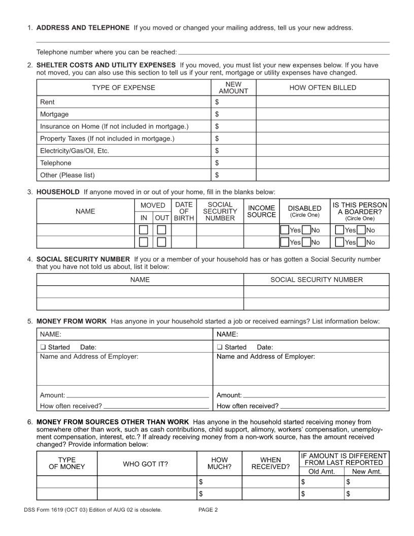 Food Stamps To Report Sc Form Fill Out Printable PDF Forms Online