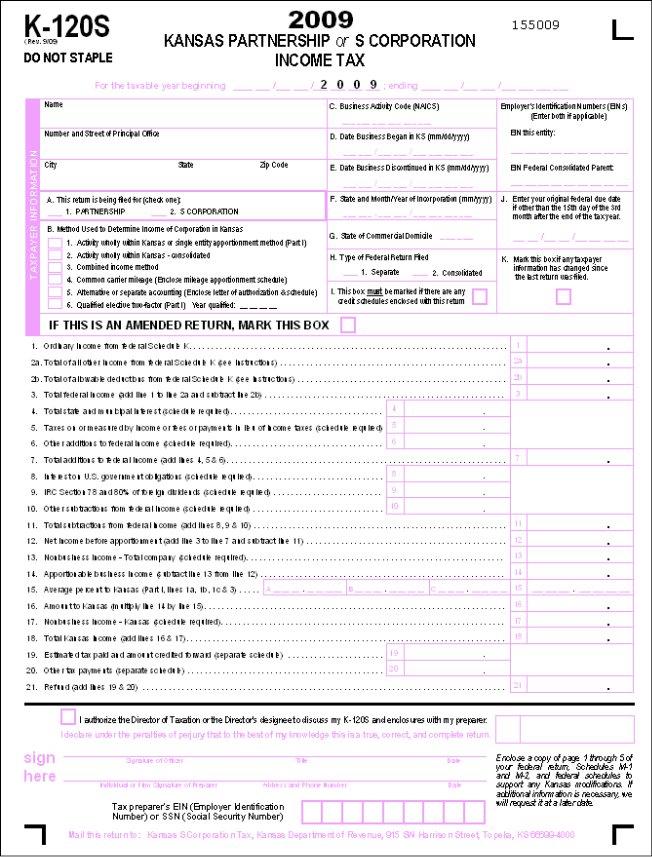 Form K 120S ≡ Fill Out Printable PDF Forms Online