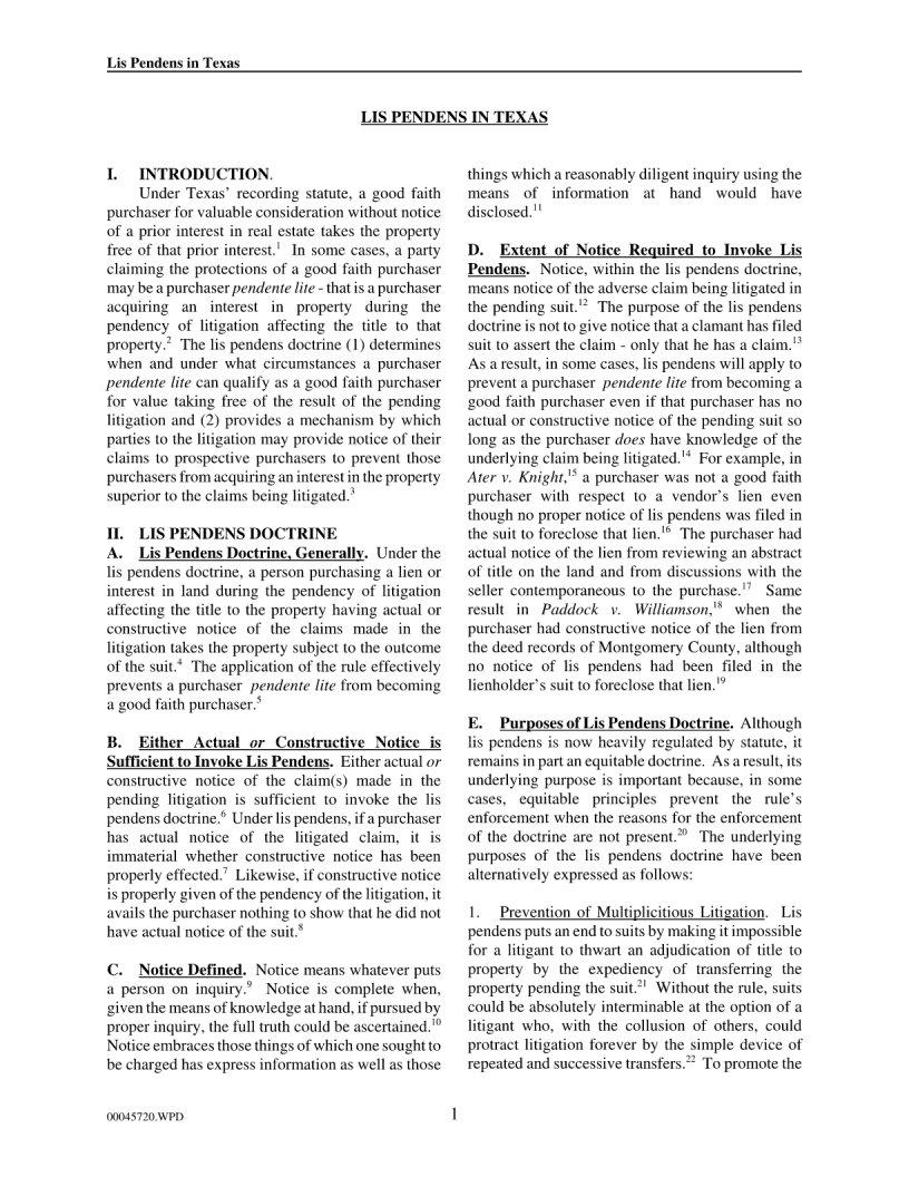 Lis Pendens Form Texas ≡ Fill Out Printable PDF Forms Online