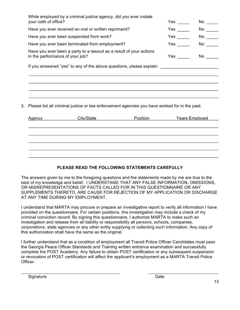 Marta Police Officer Form ≡ Fill Out Printable PDF Forms Online