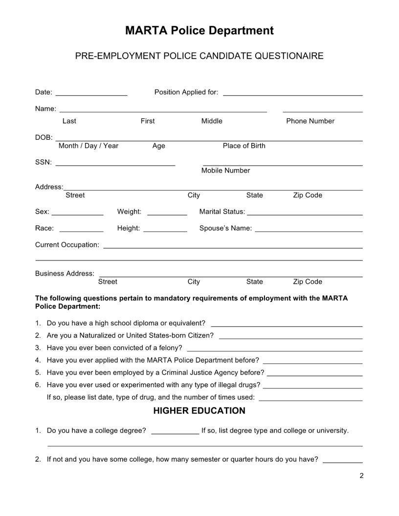 Marta Police Officer Form ≡ Fill Out Printable PDF Forms Online
