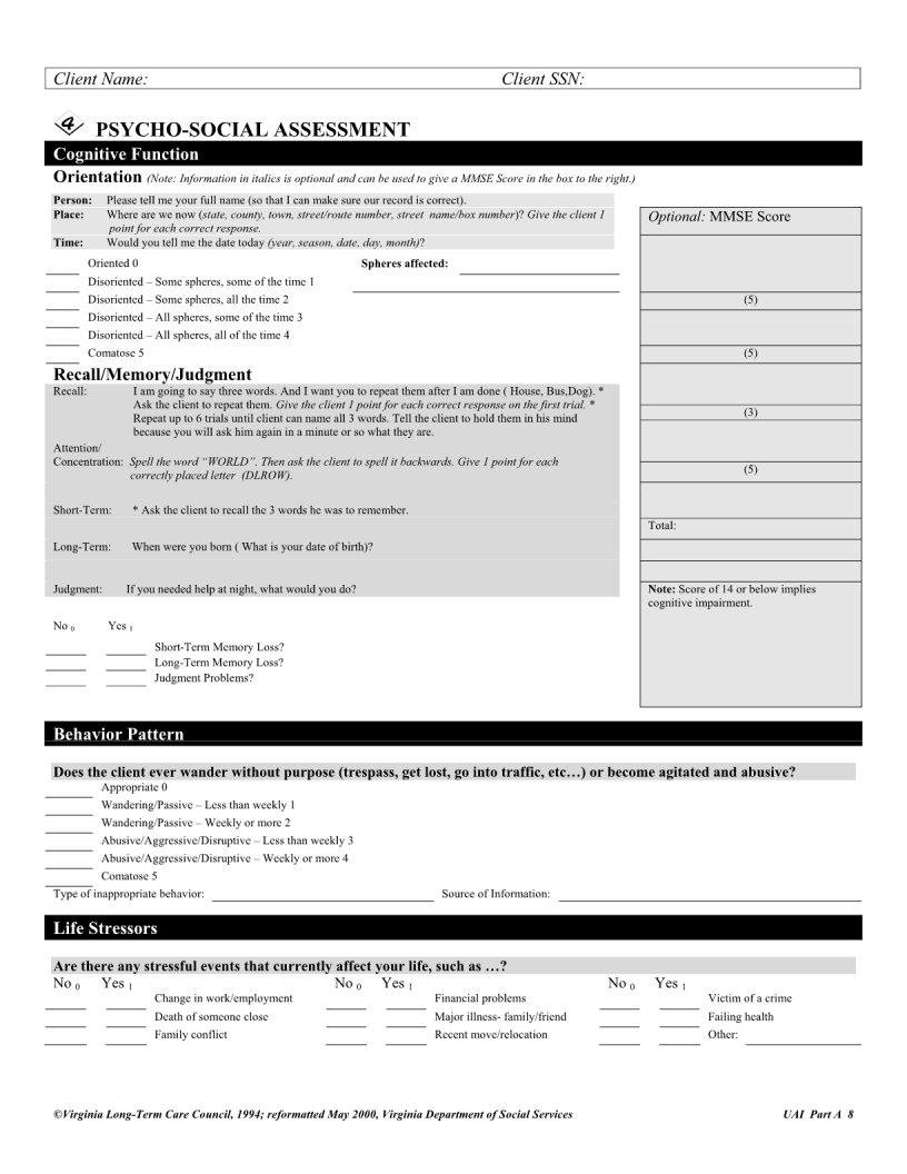 Uai Assessment Form ≡ Fill Out Printable PDF Forms Online