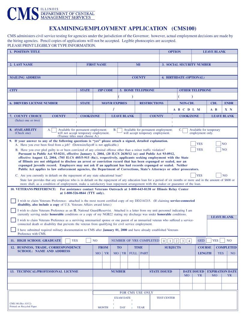 Cms 100 Application ≡ Fill Out Printable PDF Forms Online