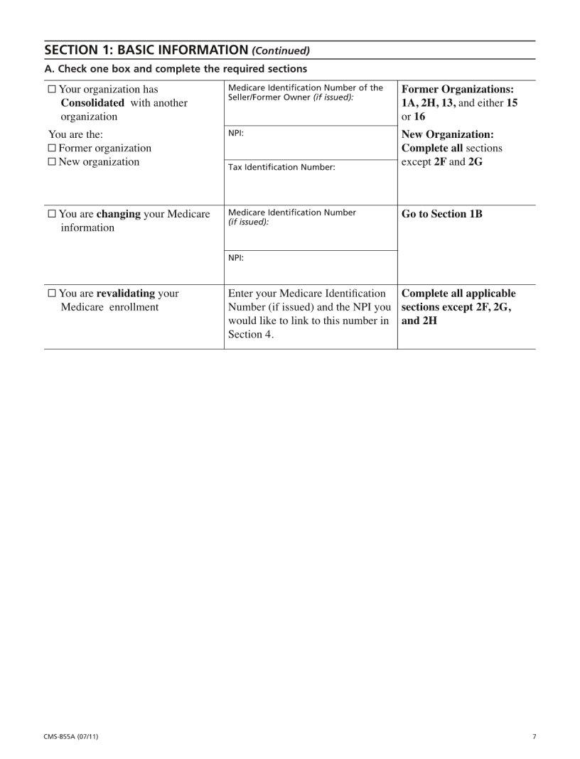 Cms 855A Fill Out Printable PDF Forms Online