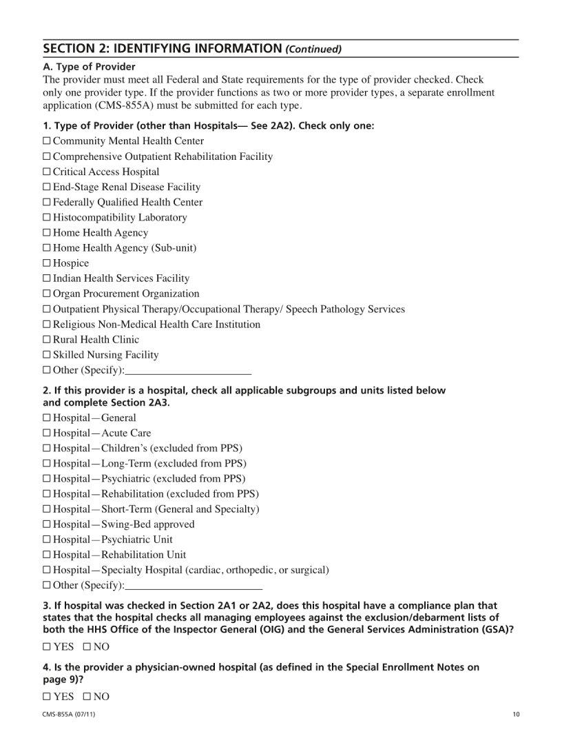 Cms 855A ≡ Fill Out Printable PDF Forms Online
