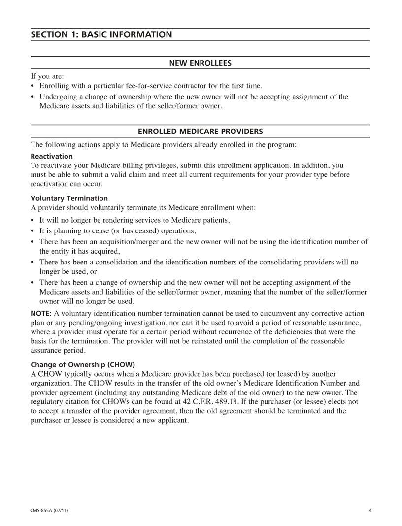 Cms 855A ≡ Fill Out Printable PDF Forms Online