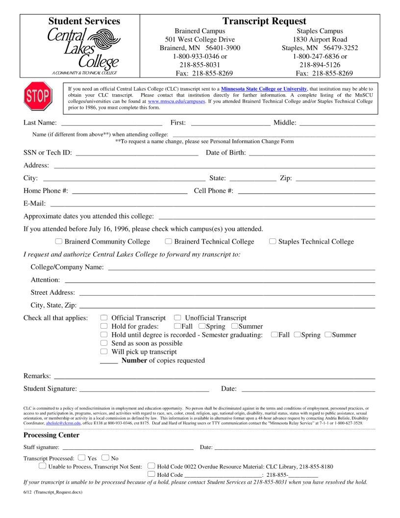 College Transcript Request ≡ Fill Out Printable PDF Forms Online