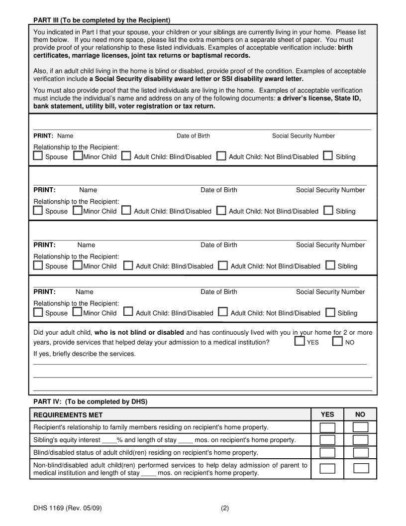 Dhs 1169 Form ≡ Fill Out Printable PDF Forms Online