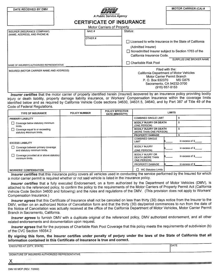 Dmv 65 Mcp ≡ Fill Out Printable PDF Forms Online