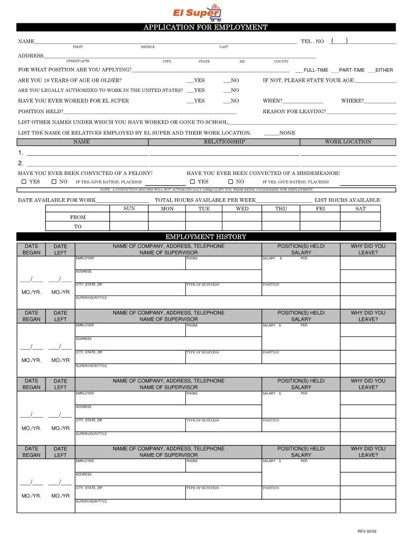 El Super Application ≡ Fill Out Printable PDF Forms Online