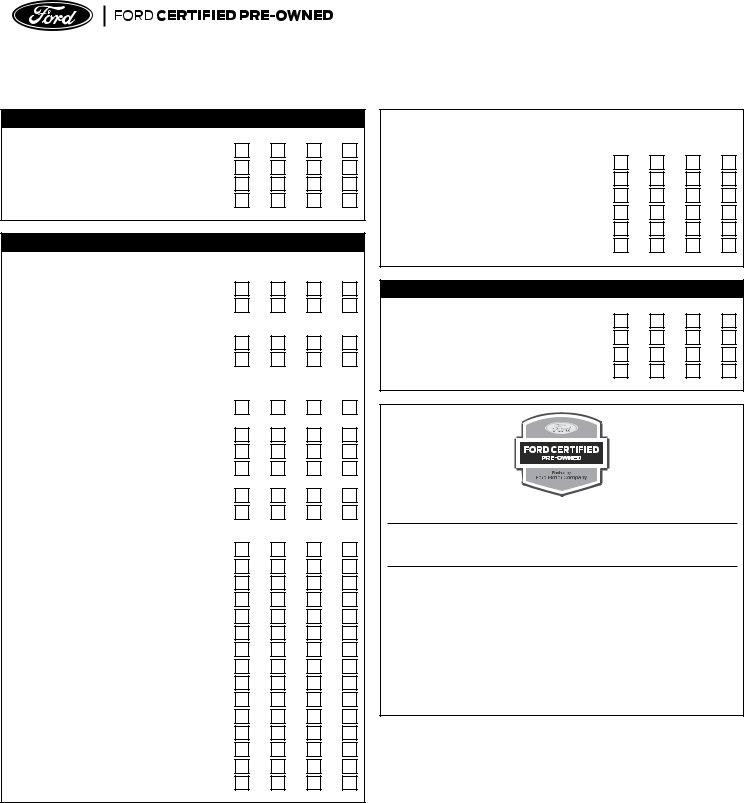 Ford Service Checklist ≡ Fill Out Printable PDF Forms Online