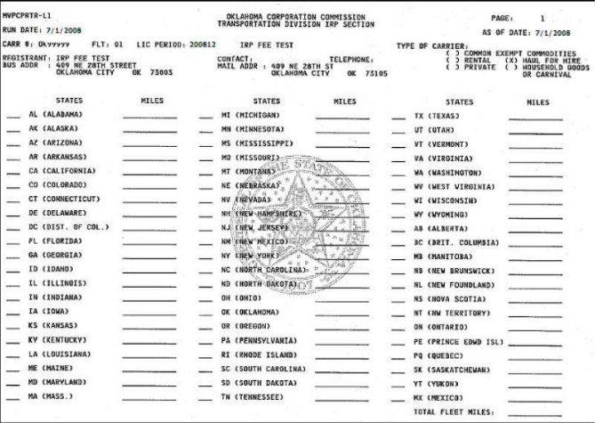 Irp Registration Oklahoma ≡ Fill Out Printable PDF Forms Online