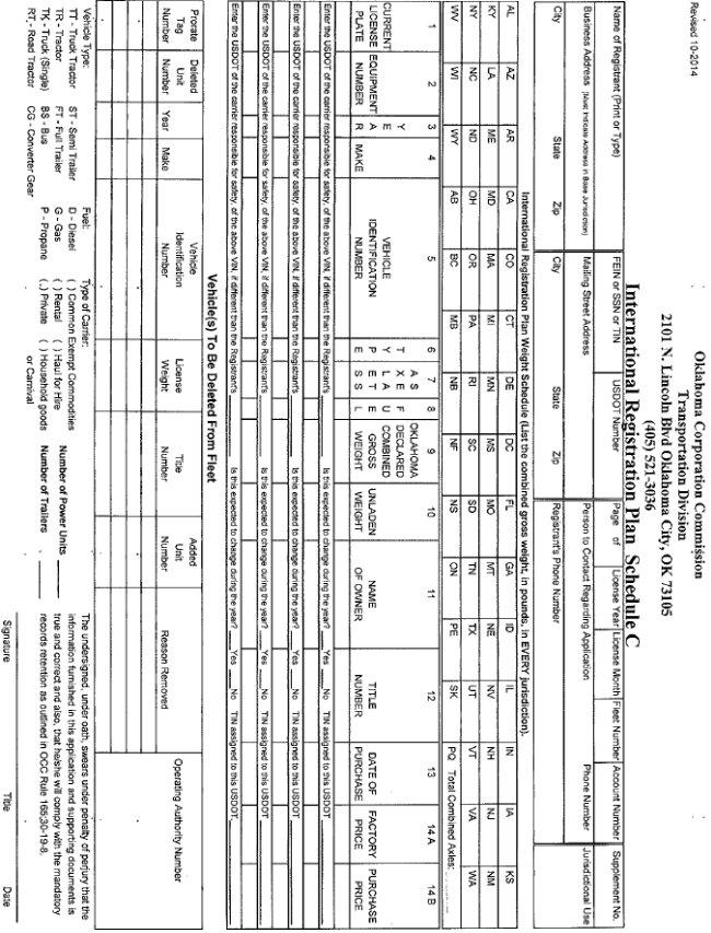 Irp Registration Oklahoma ≡ Fill Out Printable PDF Forms Online