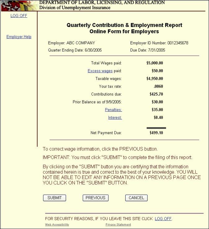 Maryland Quarterly Contribution Report ≡ Fill Out Printable PDF Forms ...