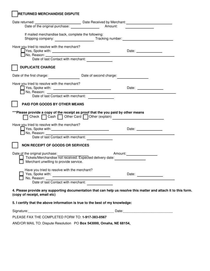Rush Card Dispute Form ≡ Fill Out Printable PDF Forms Online