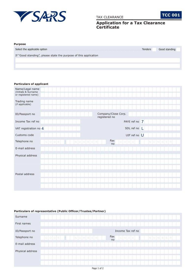 Sars Form Tcc 001 Fill Out Printable PDF Forms Online