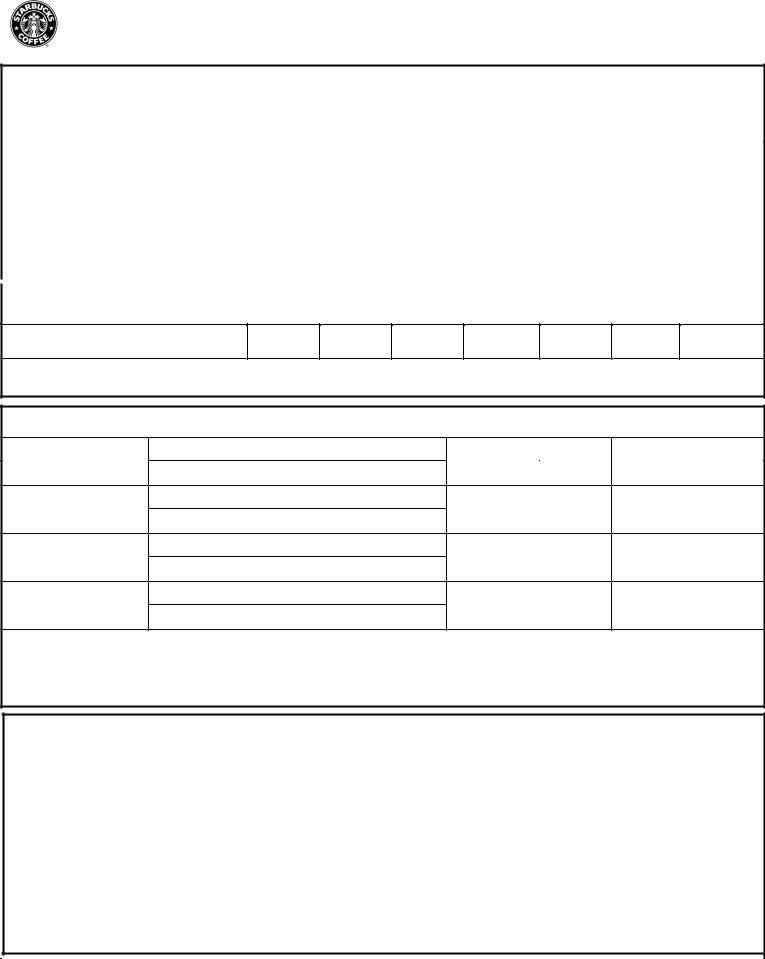 Starbucks Application Form ≡ Fill Out Printable PDF Forms Online