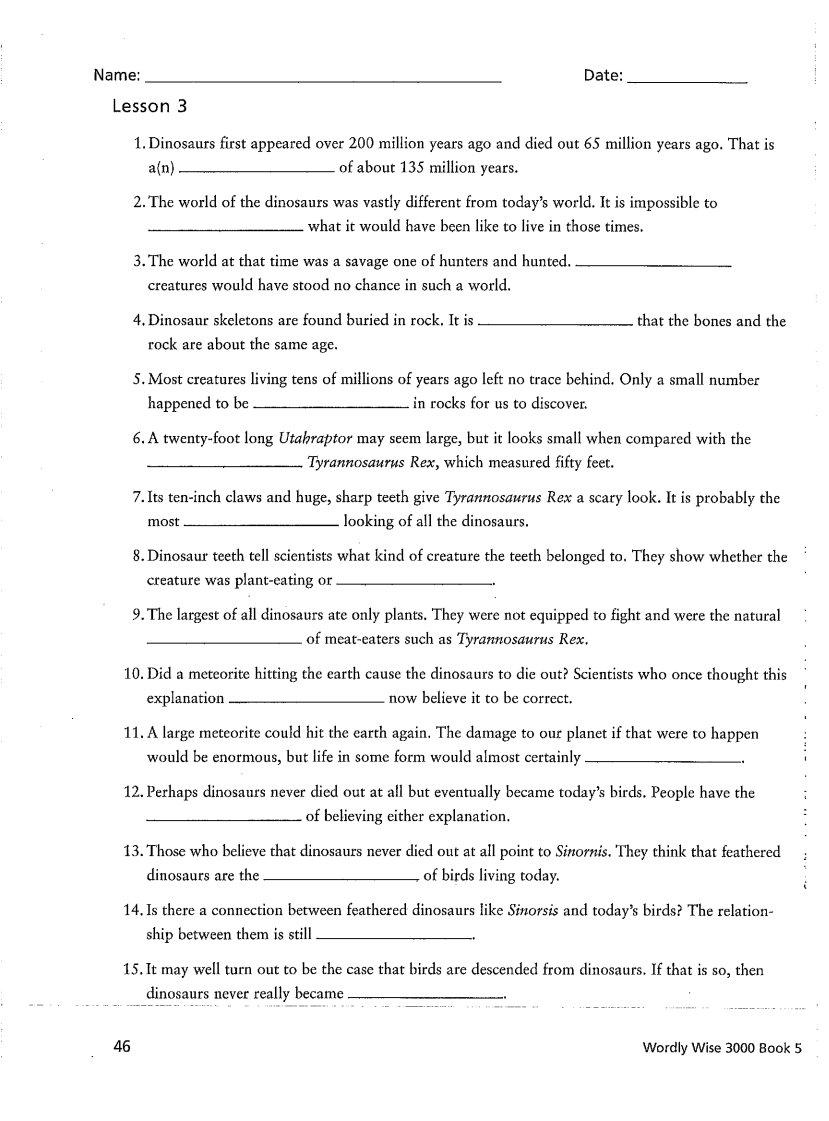 Wordly Wise 3000 Book 5 ≡ Fill Out Printable PDF Forms Online