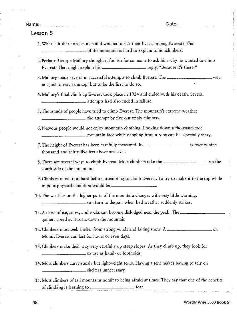 Wordly Wise 3000 Book 5 ≡ Fill Out Printable PDF Forms Online