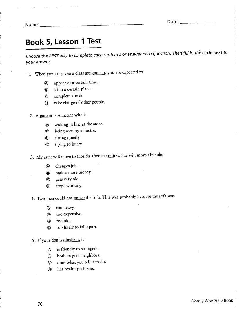Wordly Wise 3000 Book 5 ≡ Fill Out Printable PDF Forms Online