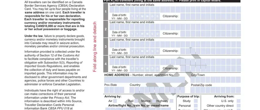 Canada Declaration Card Form ≡ Fill Out Printable PDF Forms Online