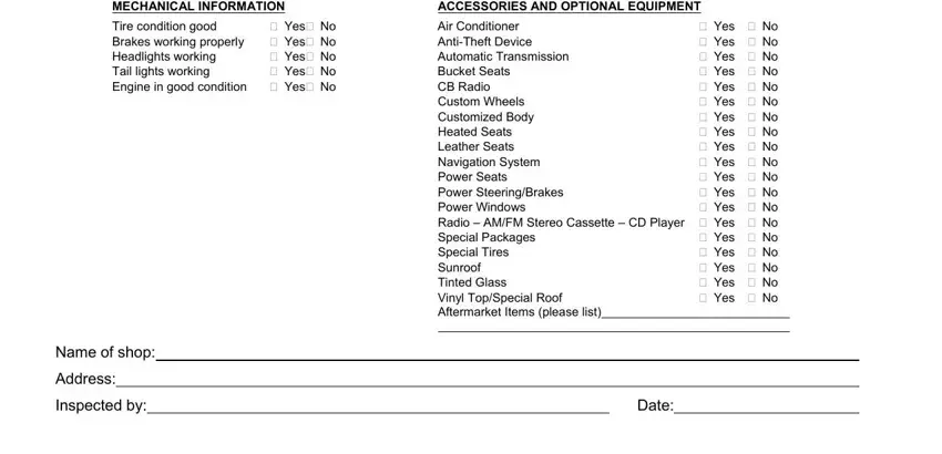 Vehicle Inspection Sheet Form ≡ Fill Out Printable PDF Forms Online