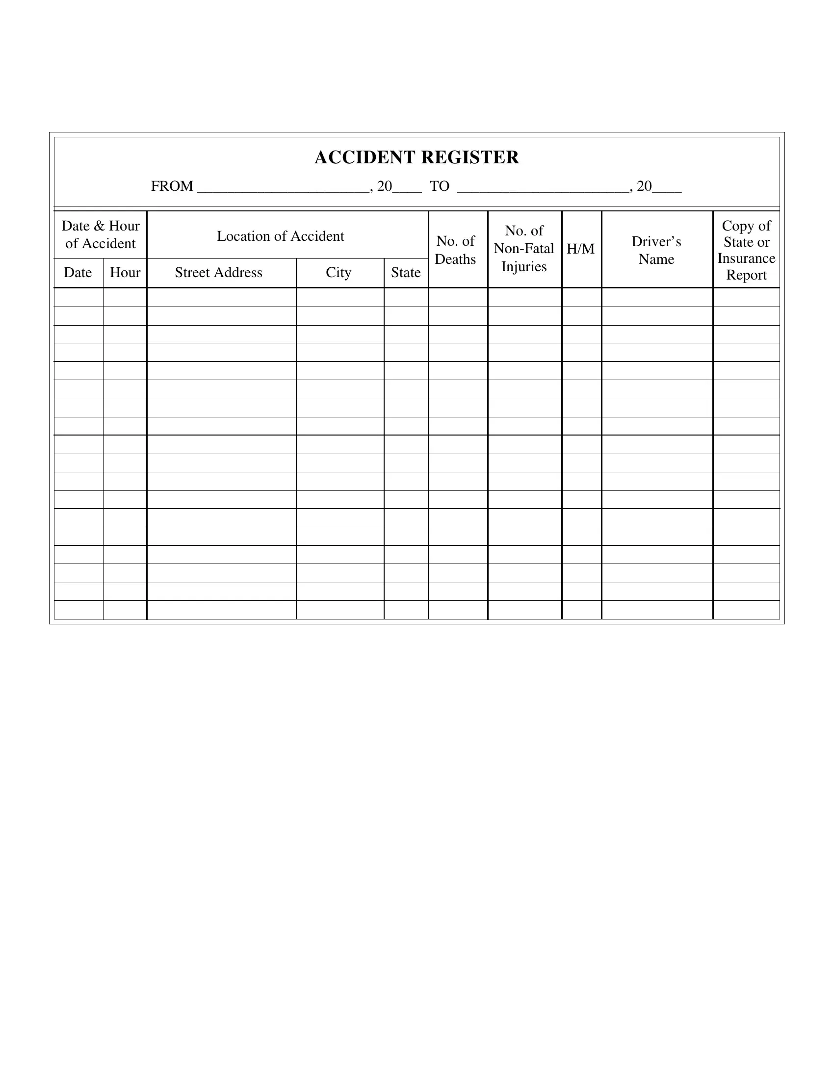 Accident Register Form Fill Out Printable PDF Forms Online Accident Register Form Fill Out Printable PDF Forms Online