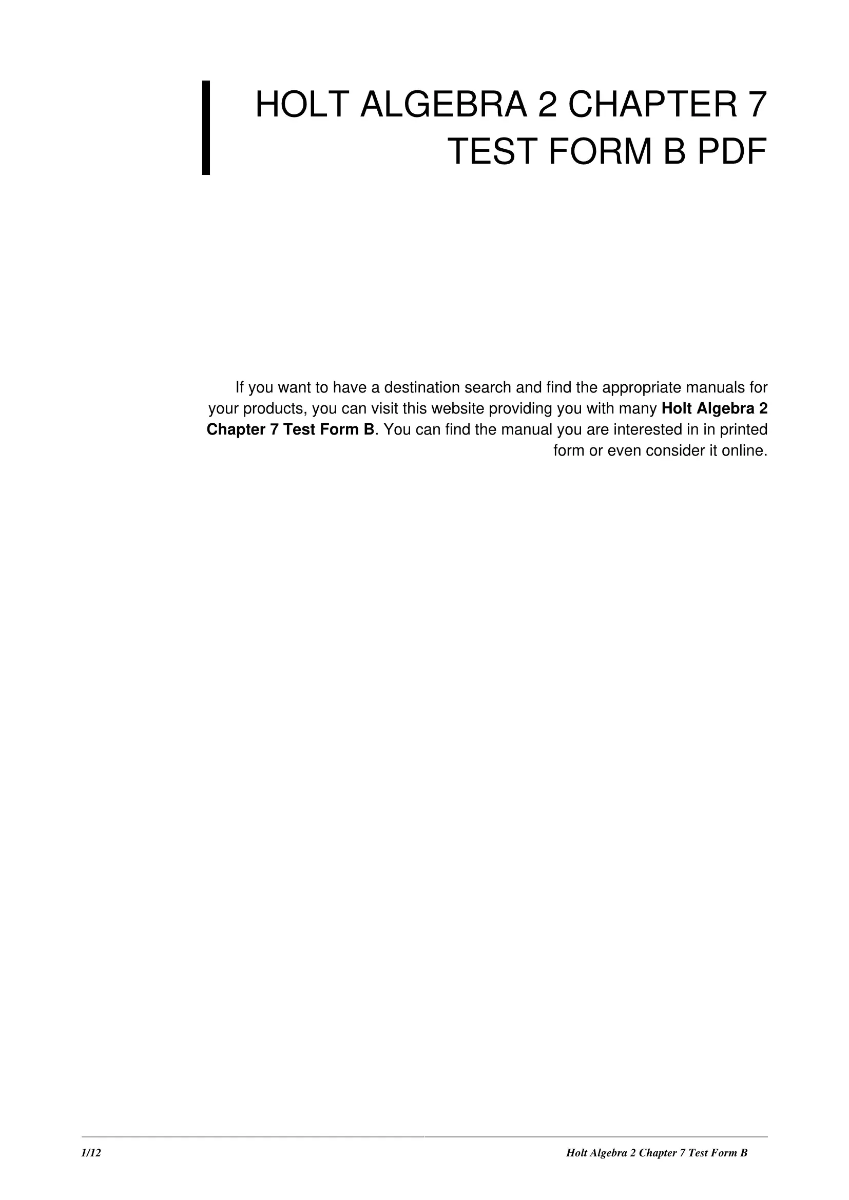 Algebra 2 Chapter 7 Test Form Fill Out Printable PDF Forms Online Algebra 2 Chapter 7 Test Form Fill Out Printable PDF Forms Online