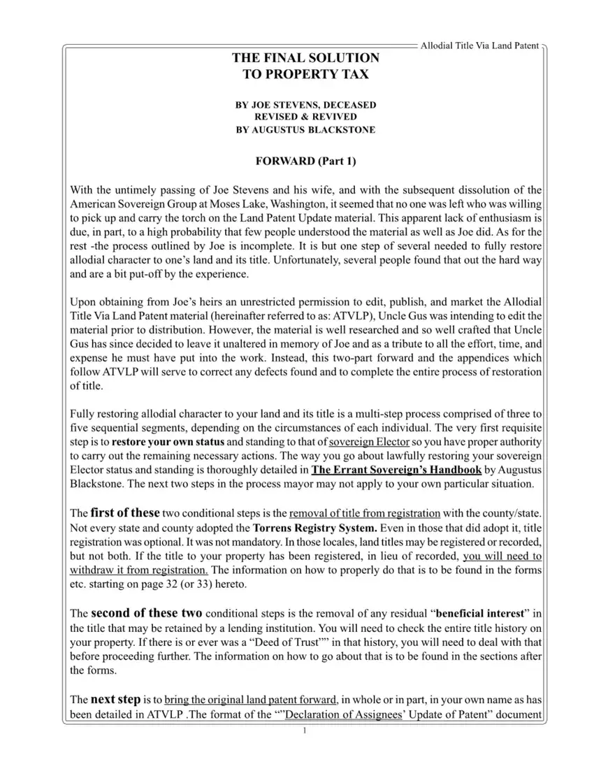 Allodial Title Fill Out Printable PDF Forms Online