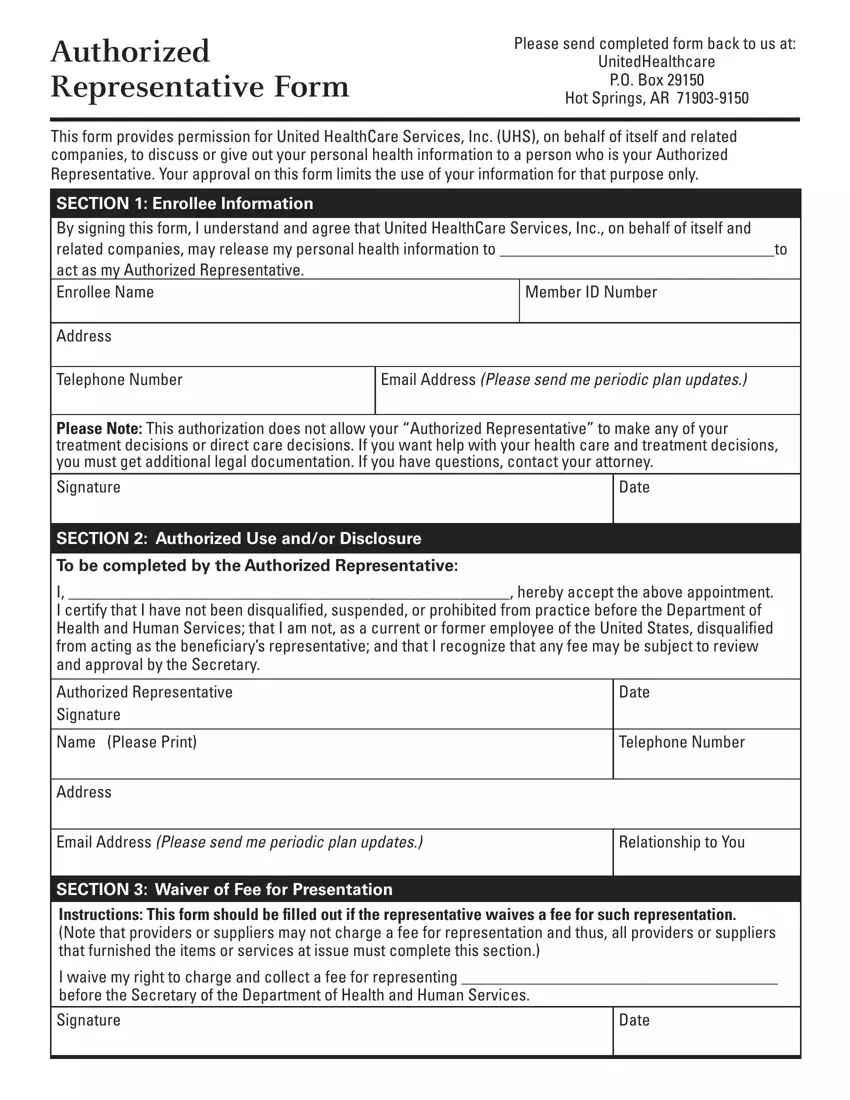 Authorized Representative Form Fill Out Printable PDF Forms Online