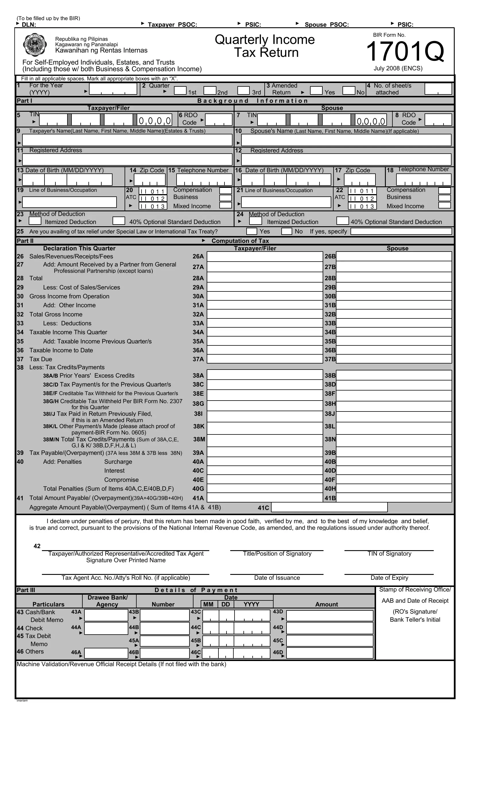 Bir 1701Q Form Fill Out Printable PDF Forms Online Bir 1701Q Form Fill Out Printable PDF Forms Online