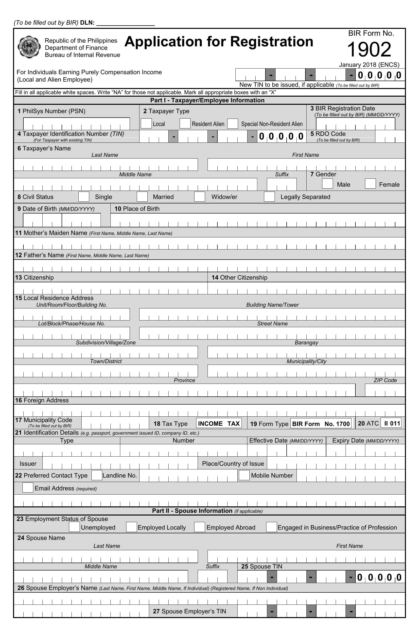 BIR Form 1902 Fill Out Printable PDF Forms Online BIR Form 1902 Fill Out Printable PDF Forms Online