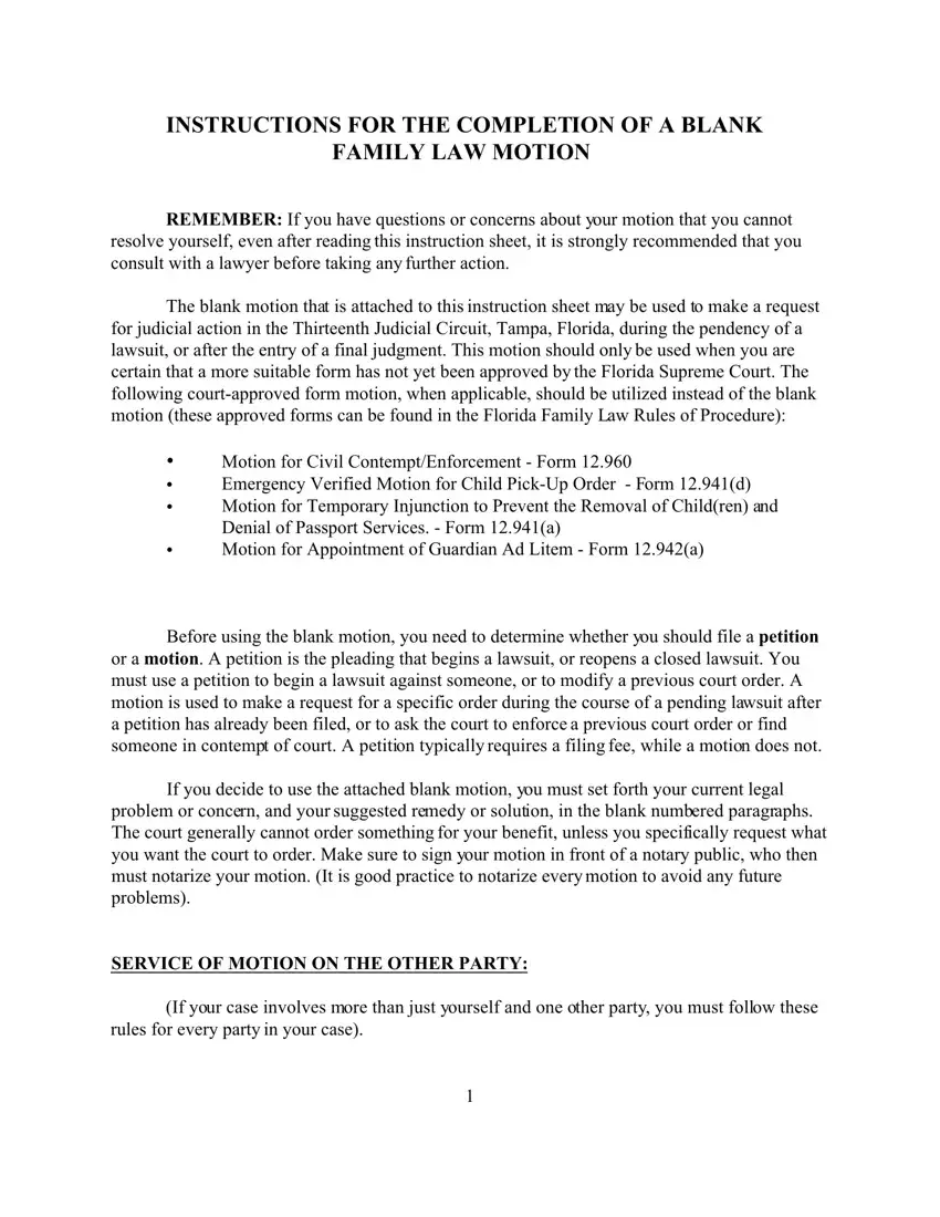 Blank Motion Form Florida Fill Out Printable PDF Forms Online