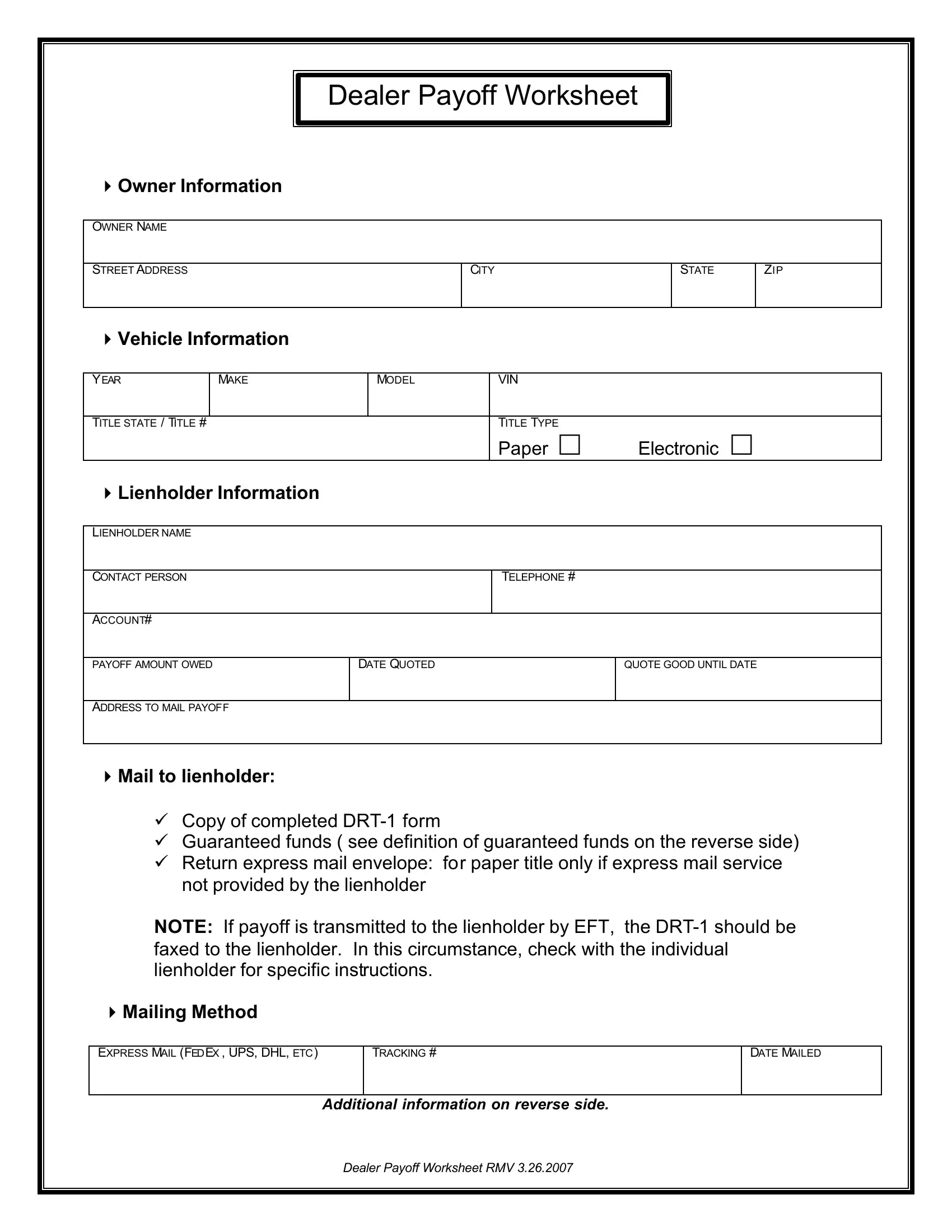 Dealer Payoff Form Fill Out Printable PDF Forms Online Dealer Payoff Form Fill Out Printable PDF Forms Online