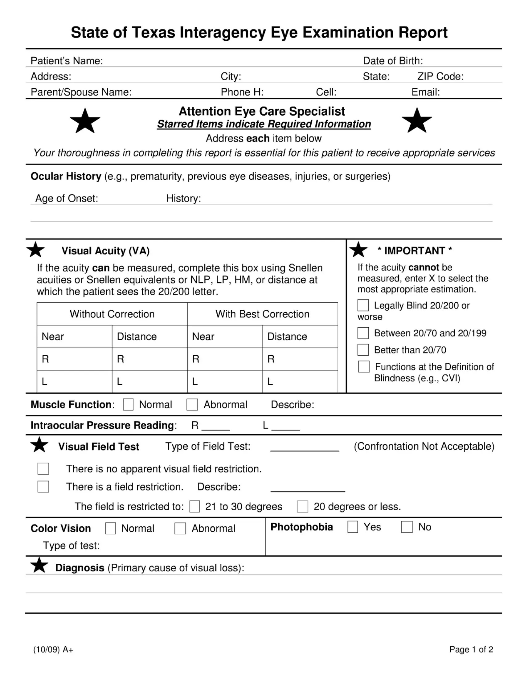 Eye Test Report Sample Form Fill Out Printable PDF Forms Online
