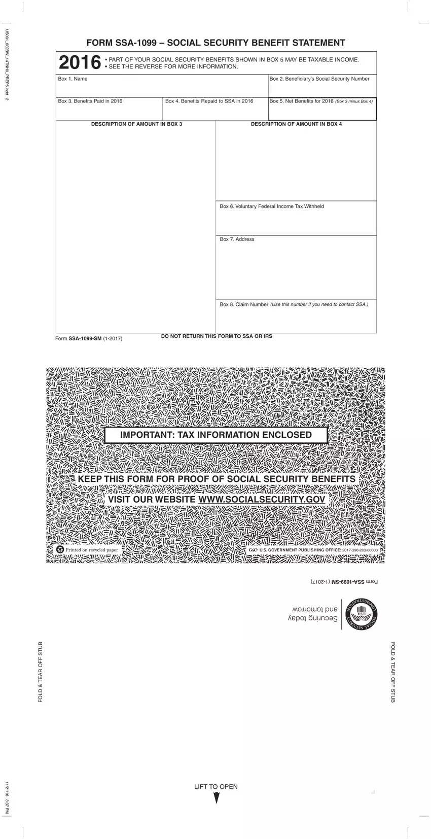 Form Ssa 1099 Fill Out Printable PDF Forms Online