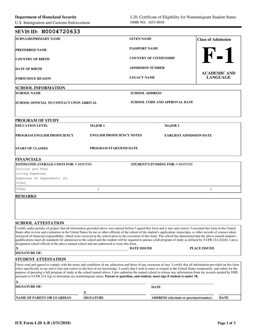 I 20 Form Fill Out Printable PDF Forms Online I 20 Form Fill Out Printable PDF Forms Online