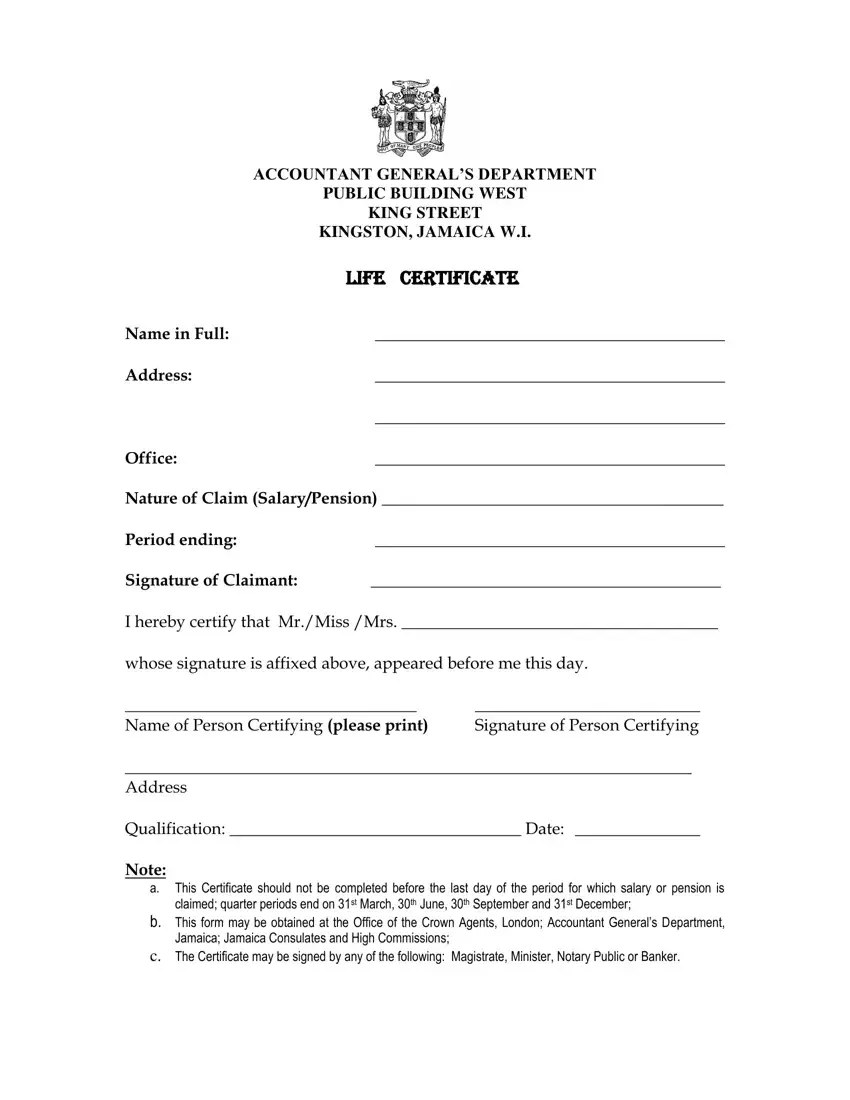 Jamaica Life Certificate Fill Out Printable PDF Forms Online