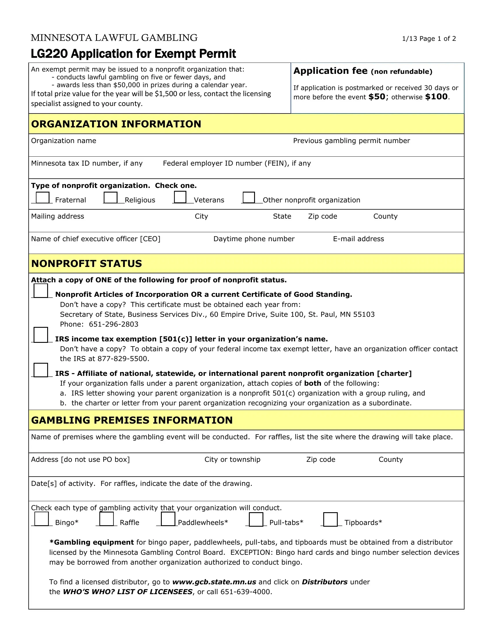 Minnesota Form Lg220 Fill Out Printable PDF Forms Online