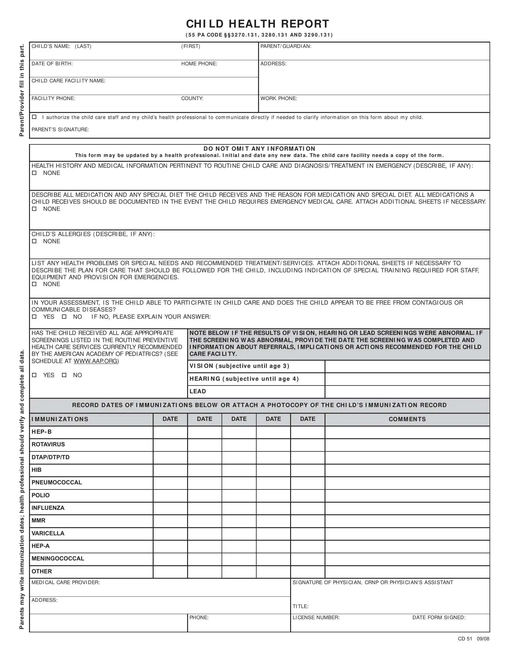Pa Child Report Form Fill Out Printable PDF Forms Online