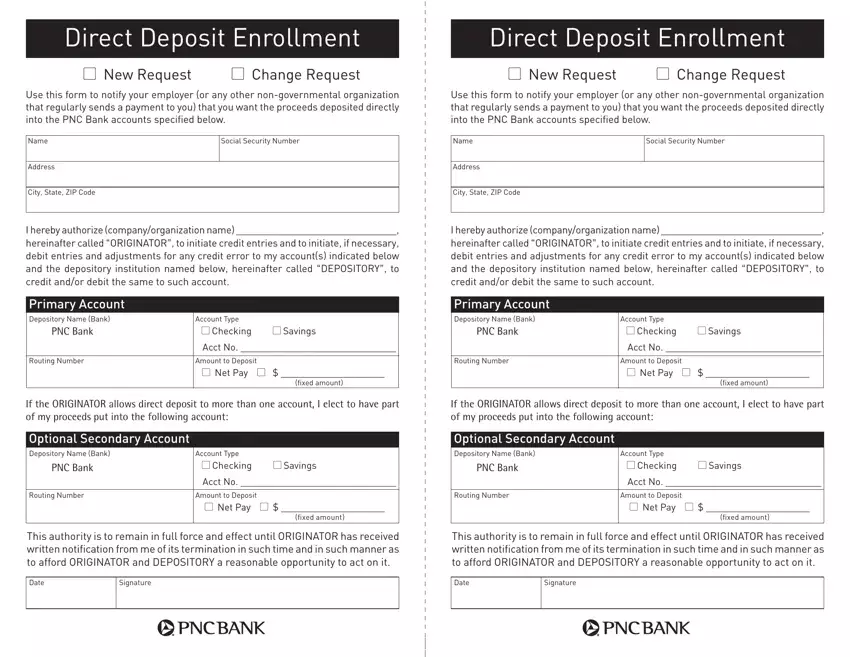 Pnc Direct Deposit Fill Out Printable PDF Forms Online
