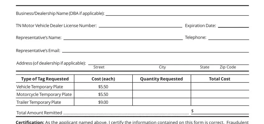 Tennessee Temporary Plate Form Fill Out Printable PDF Forms Online