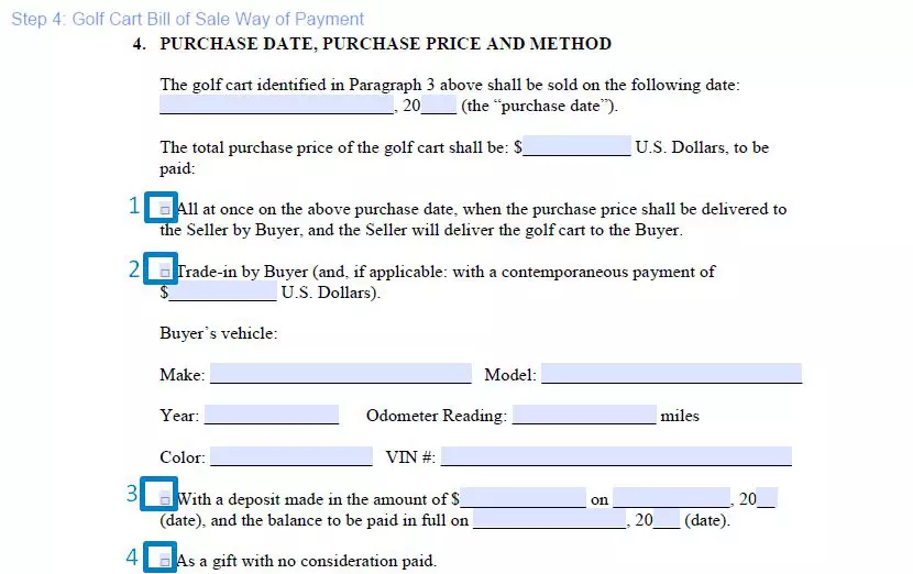 Free Golf Cart Bill Of Sale Form Template FormsPal
