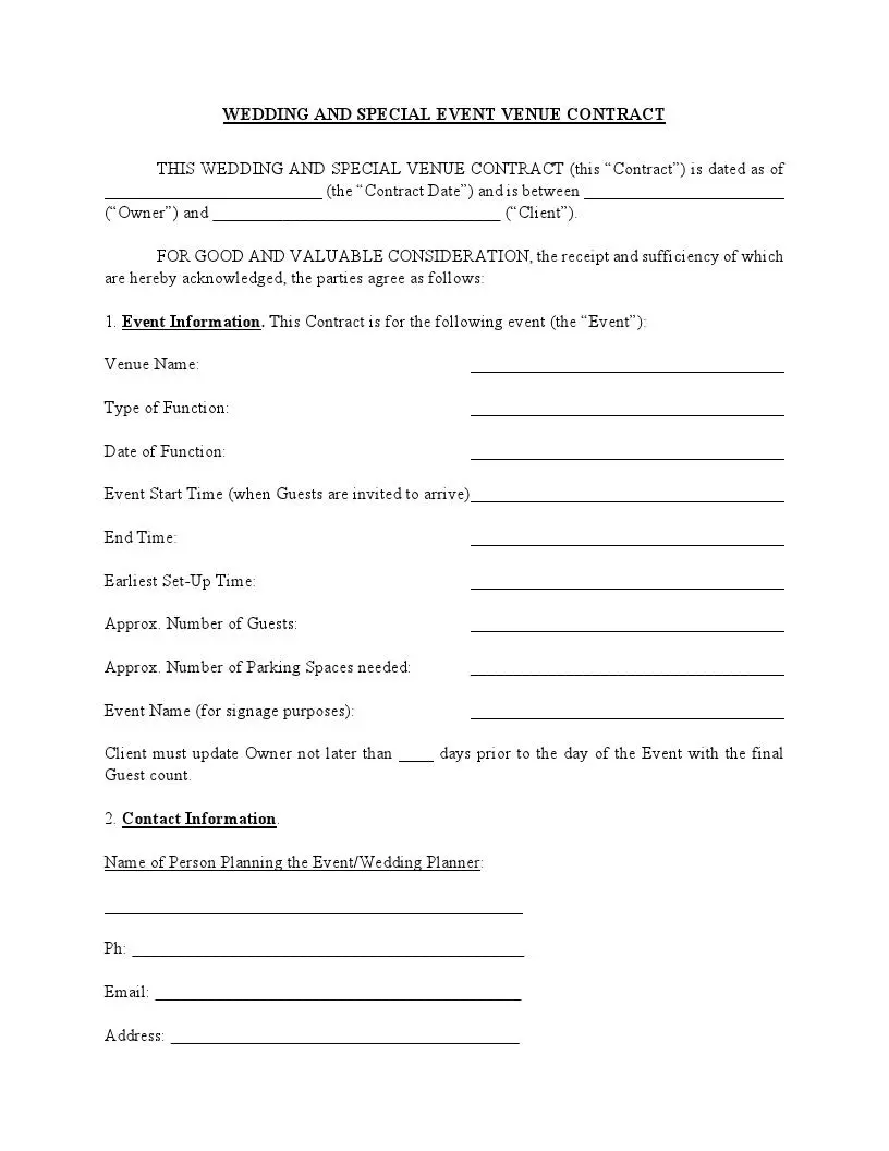 Wedding Venue Event Contract Template FormsPal Wedding Venue Event Contract Template FormsPal