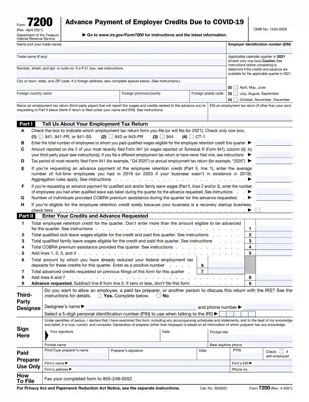 IRS Form 7200 Fill Out Printable PDF Forms Online