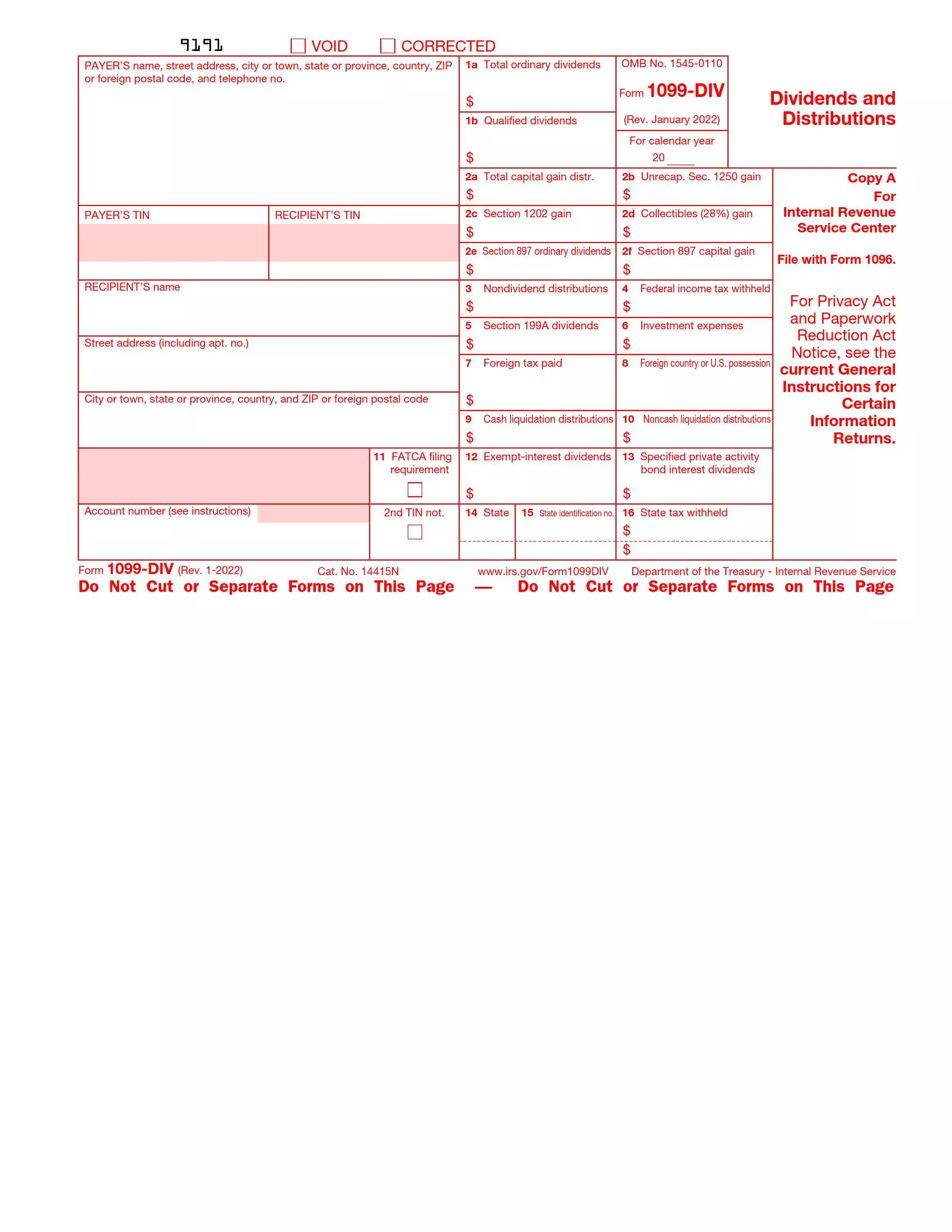 IRS Form 1099 DIV Fill Out Printable PDF Forms Online